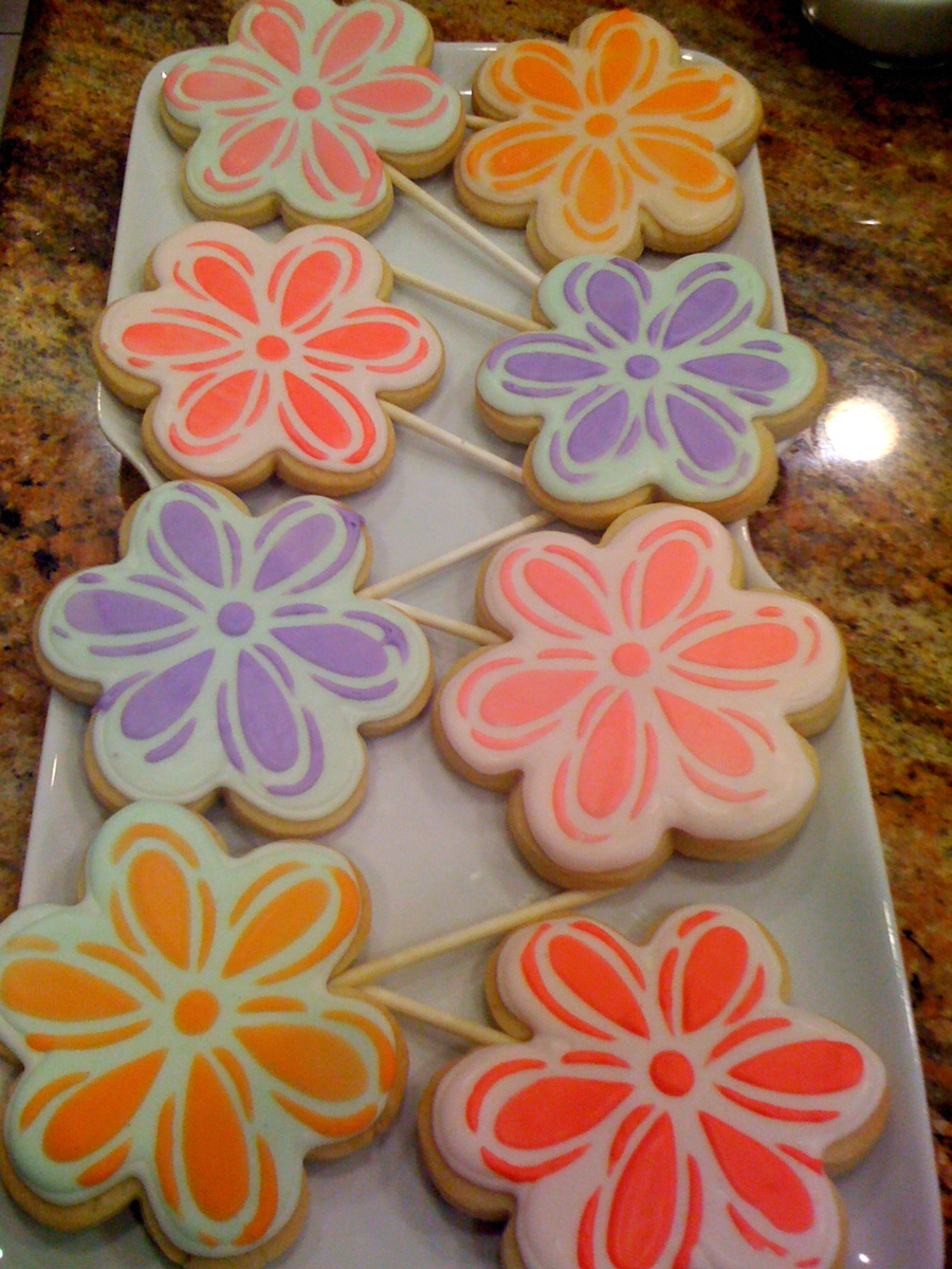 Garden Flower Stenciled Cookies... - CakeCentral.com