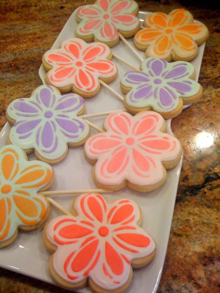 Garden Flower Stenciled Cookies... - CakeCentral.com