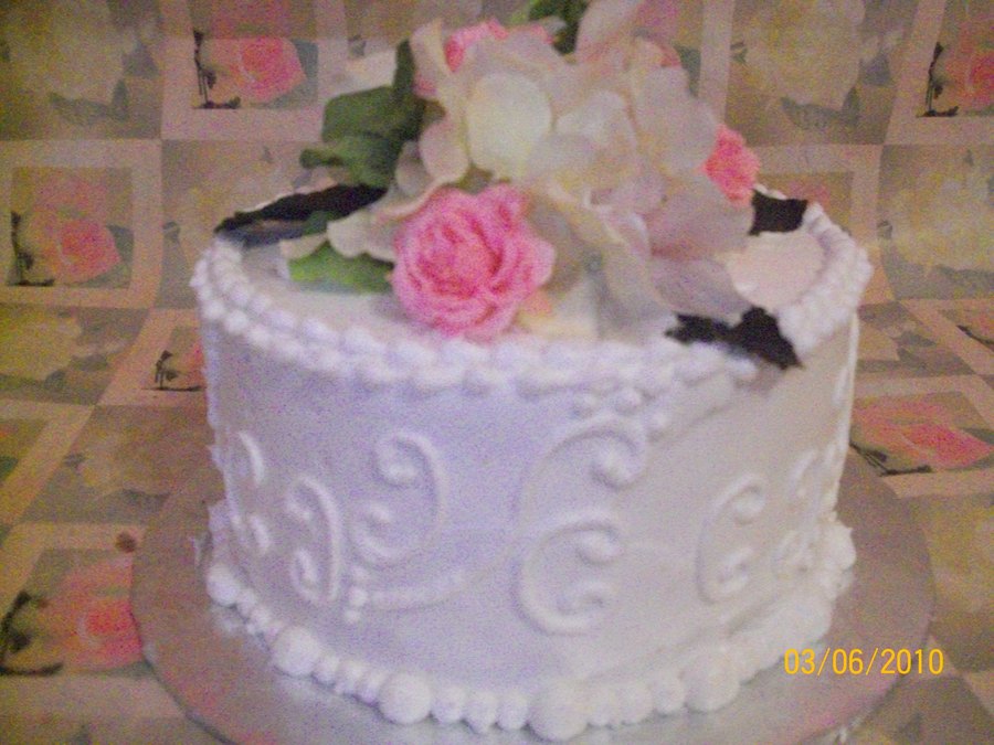 "small White Scroll Cake" - CakeCentral.com