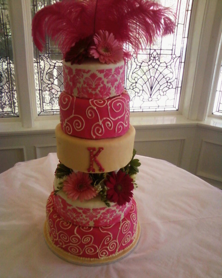 Pink Damask - CakeCentral.com