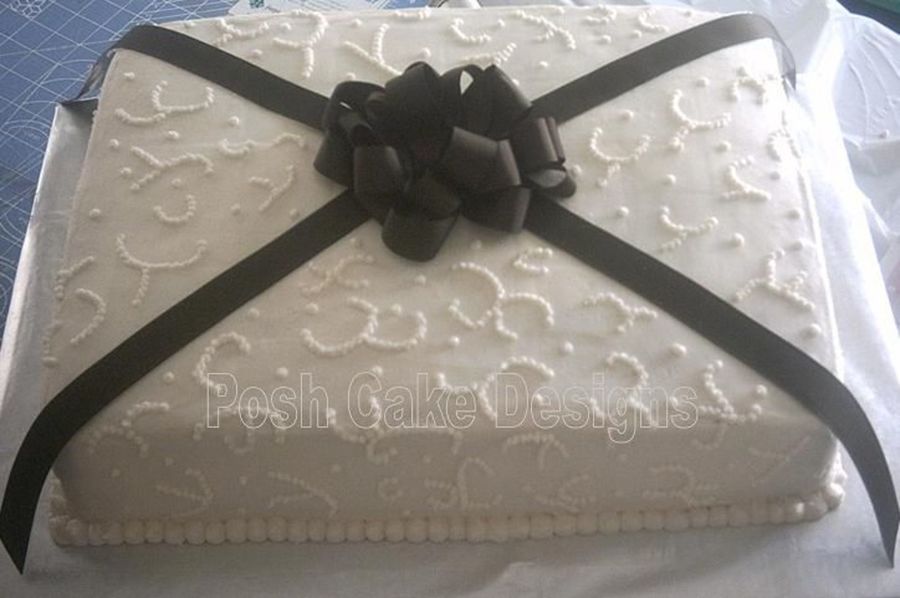 Sheet Cake Piped Dots Bow - CakeCentral.com