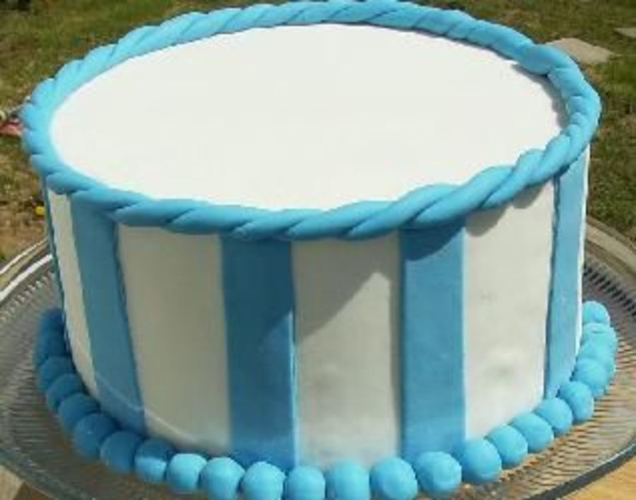 Blue White Stripe Single Tier - CakeCentral.com