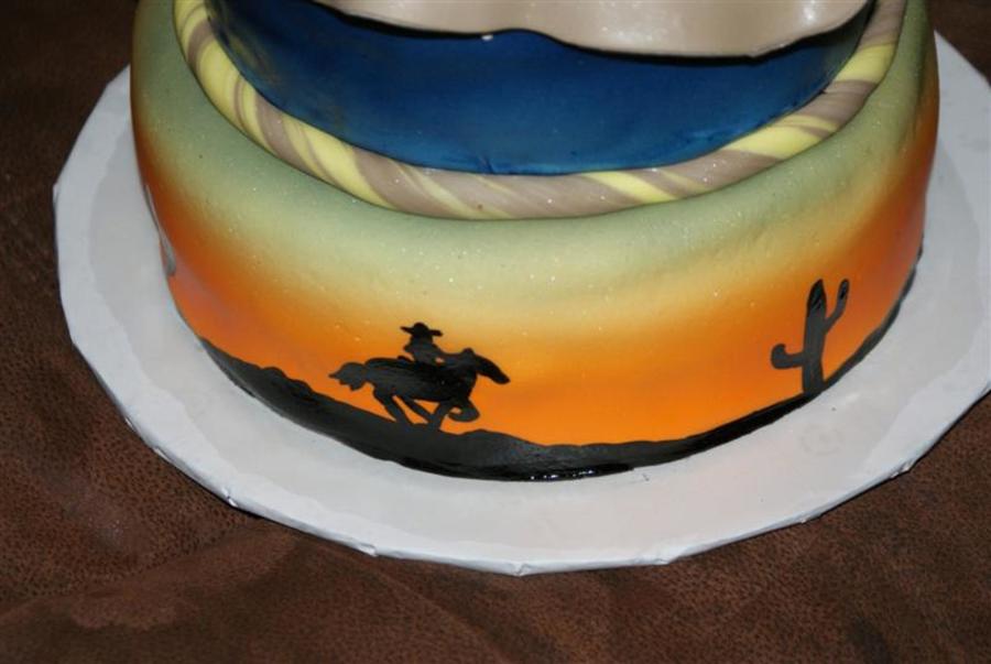 Cowboy Silhouette At Sunset - CakeCentral.com