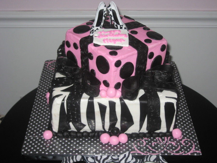 Square Zebra/dot Cake - CakeCentral.com