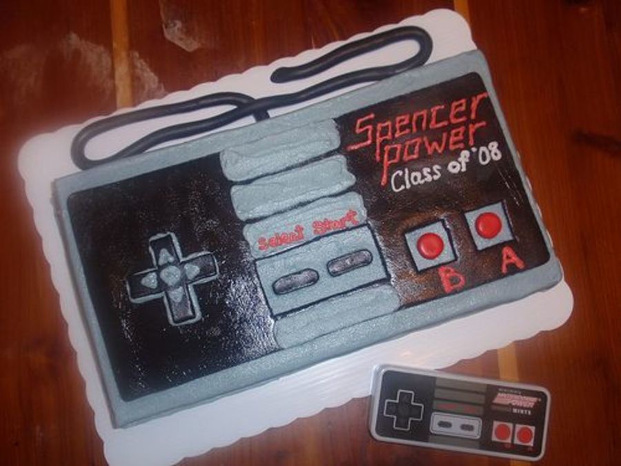 Retro Nintendo Controller Graduation Cake - CakeCentral.com