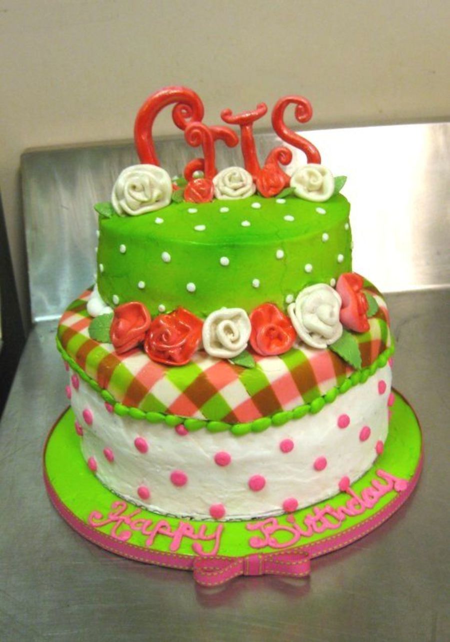 Plaid Girly Cake - CakeCentral.com
