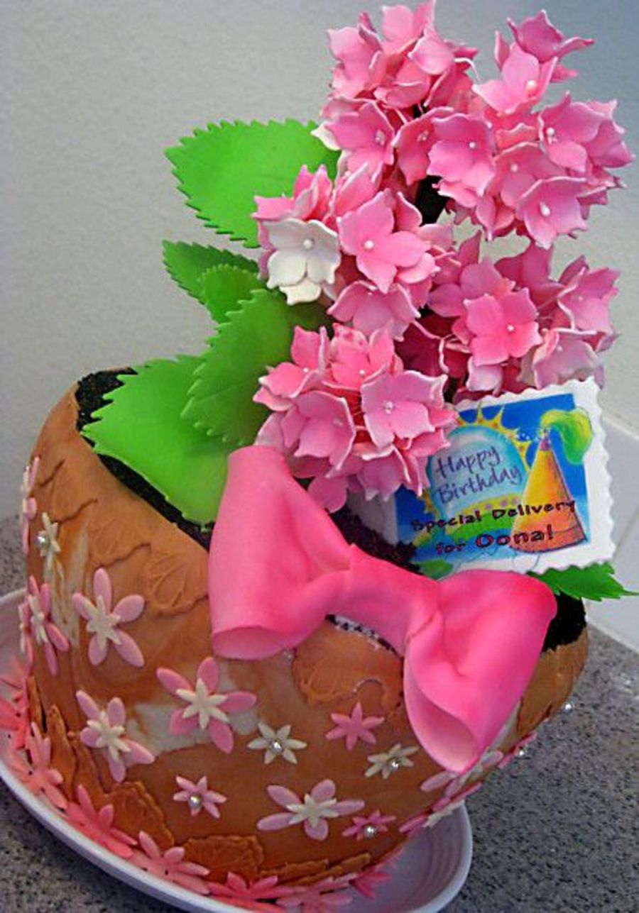 Potted Hydrangea Cake - CakeCentral.com