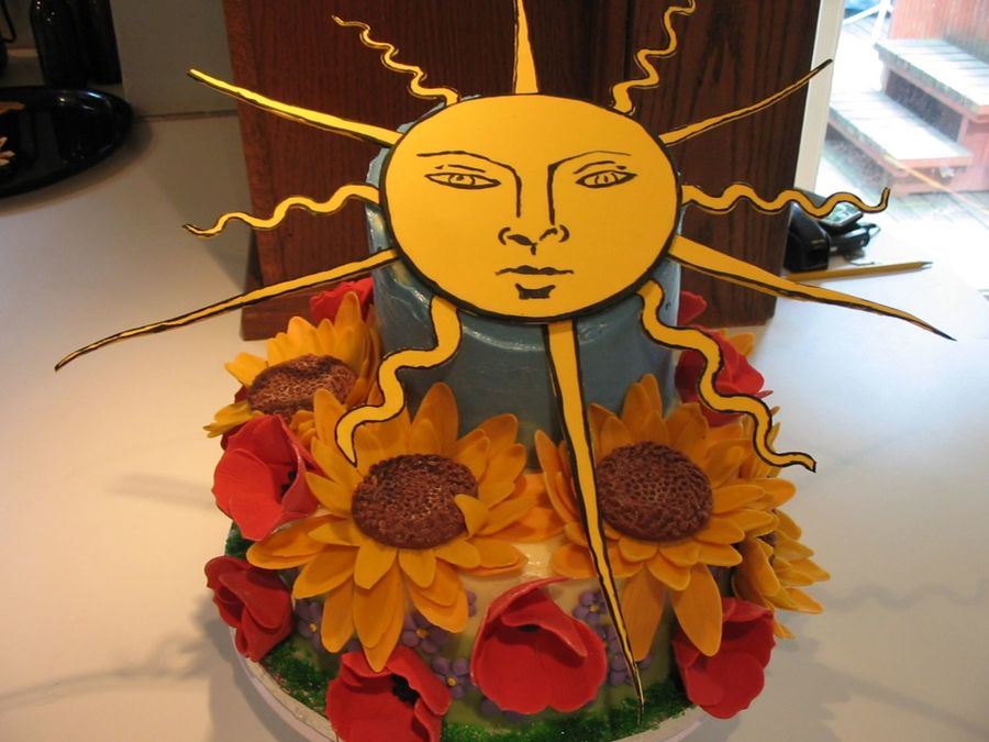 Sun And Sunflower Cake - CakeCentral.com