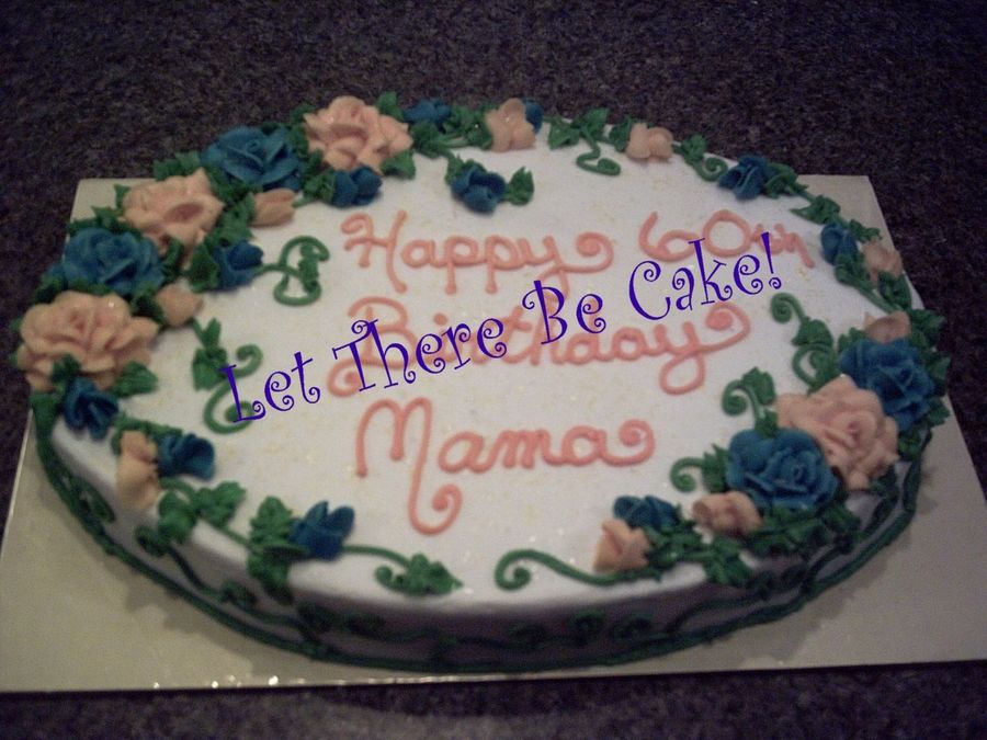 Yellow And Blue Roses, Oval - CakeCentral.com