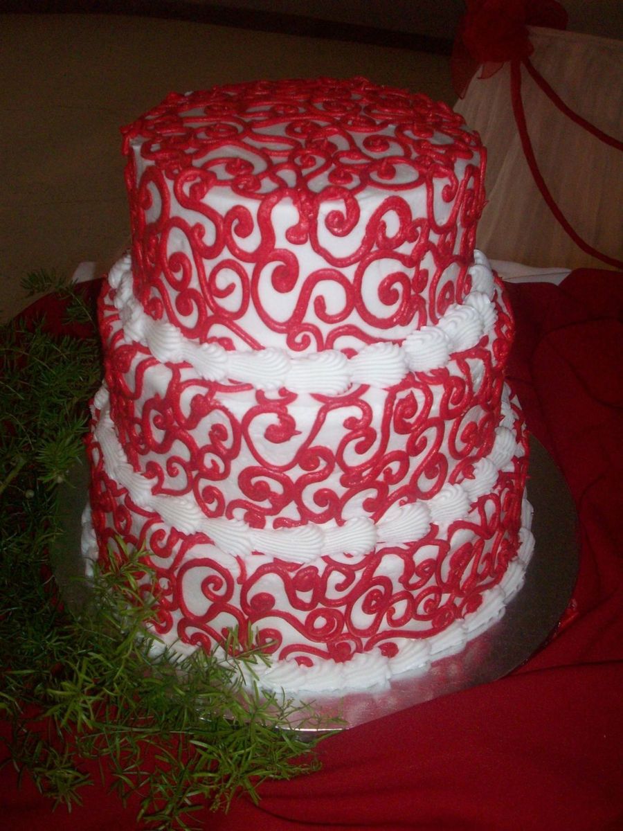 Red/white Wedding Cake - CakeCentral.com