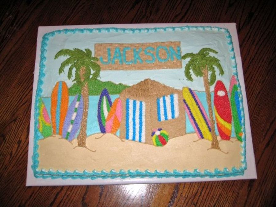 Surf Theme Baby Shower Cake - CakeCentral.com