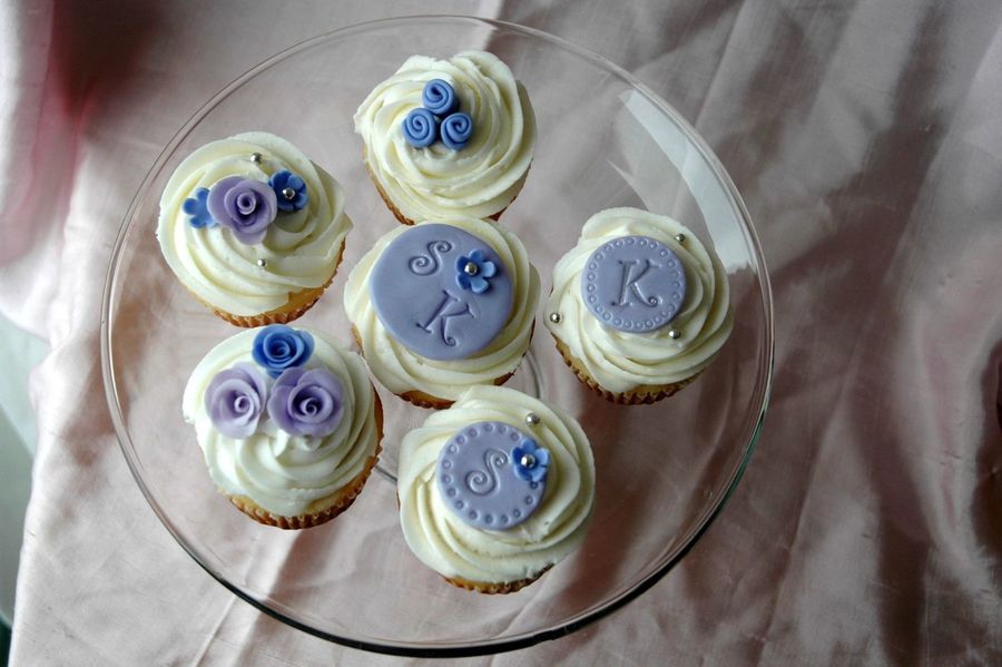 Purple And Lavender Flower And Monogram Cupcakes - CakeCentral.com
