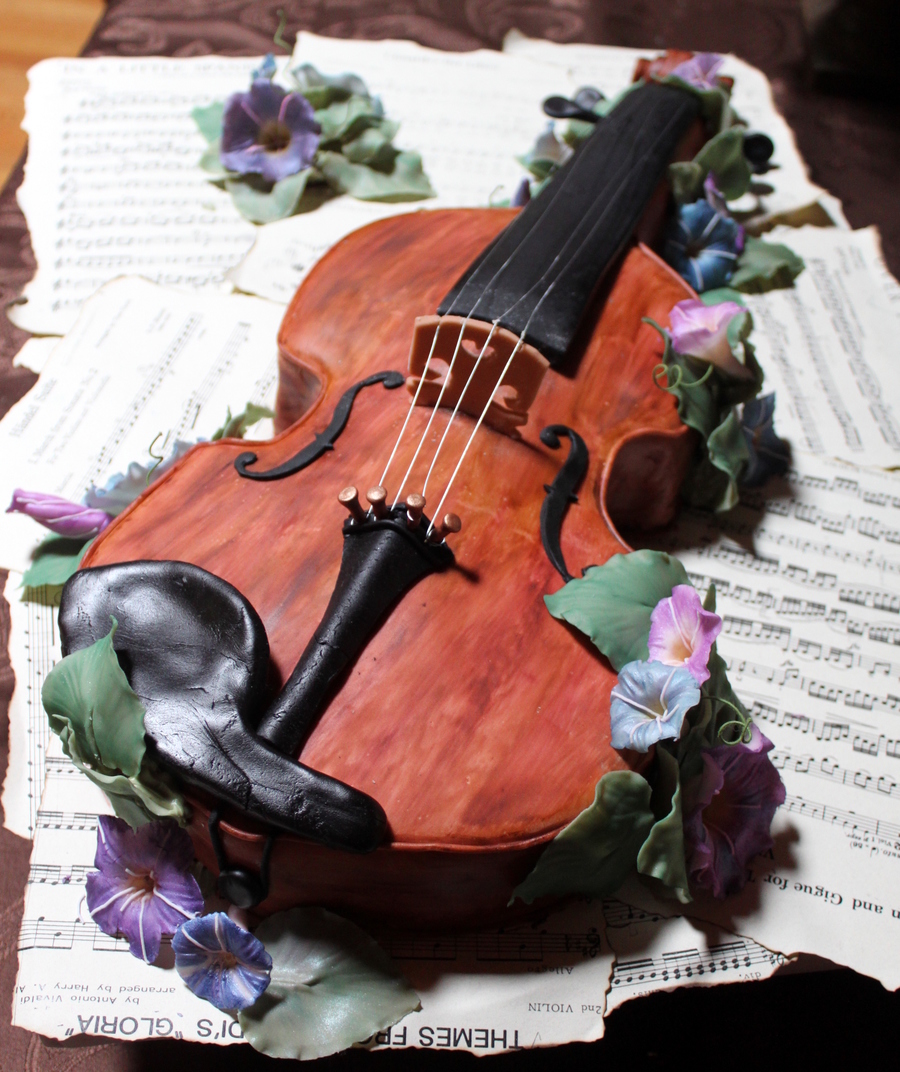 Morning Glory Violin Cake - CakeCentral.com