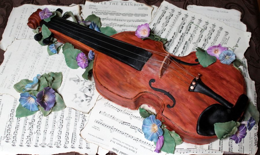 Morning Glory Violin Cake - CakeCentral.com