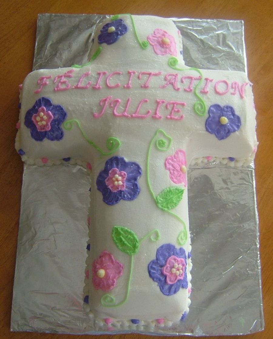 First Communion Cross Cake - CakeCentral.com