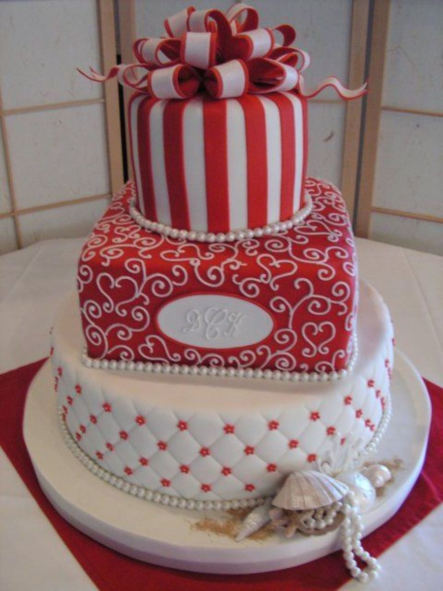 Red/white Layers/sea Shell - CakeCentral.com