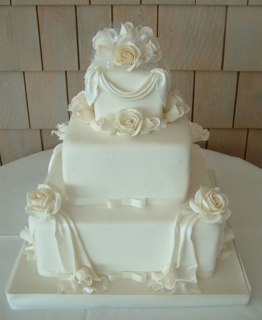 Drapes/white Roses - CakeCentral.com