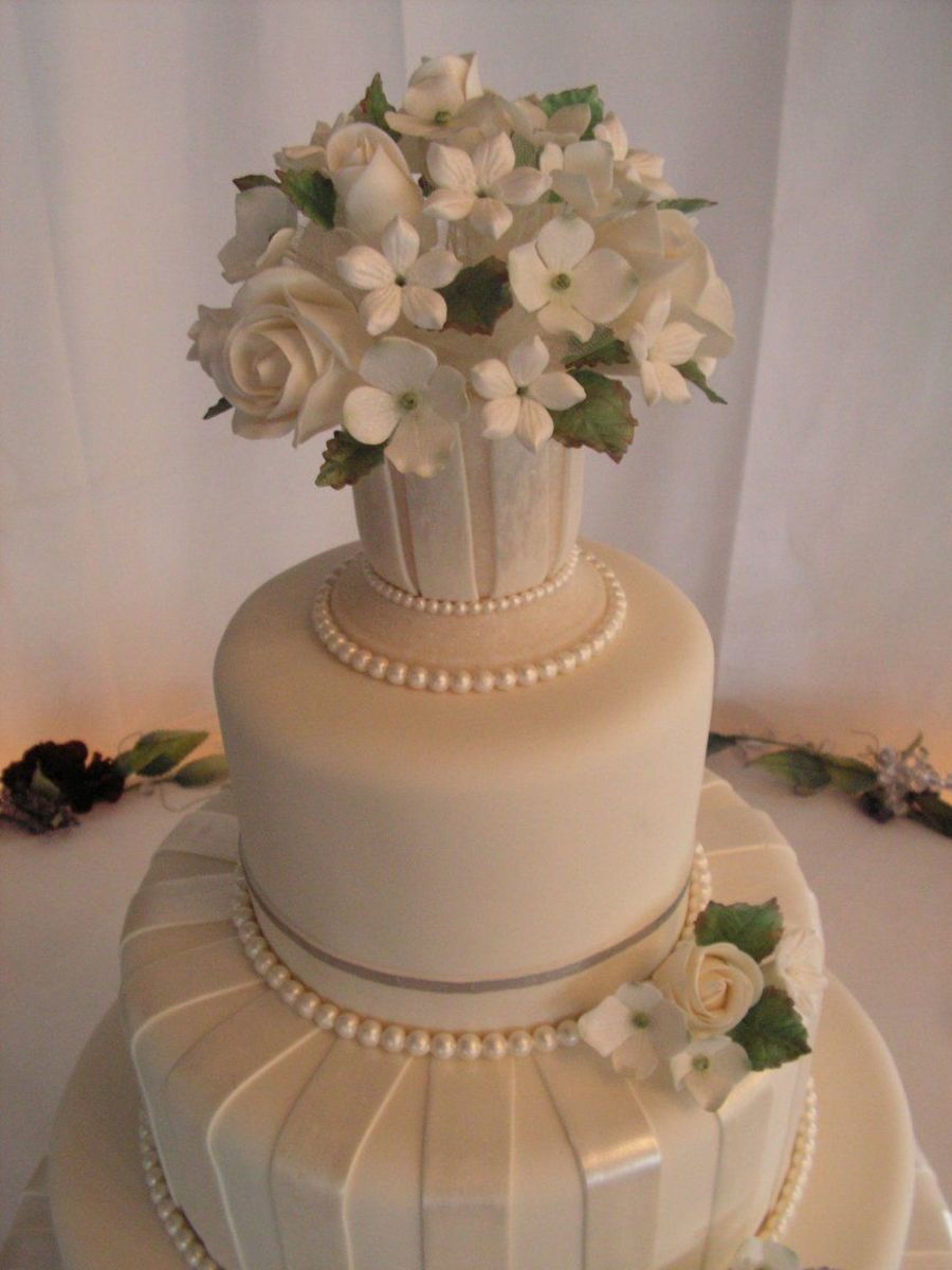 Stripes With Sugar Vase - CakeCentral.com