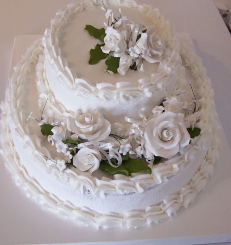 Oval White Bridal Shower Cake - CakeCentral.com