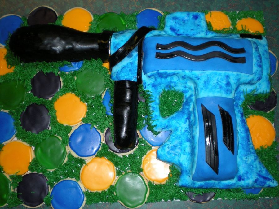 Paintball Theme Cake And Cookies - CakeCentral.com