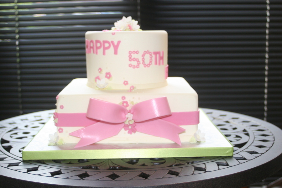 Pink Bow 50Th - CakeCentral.com