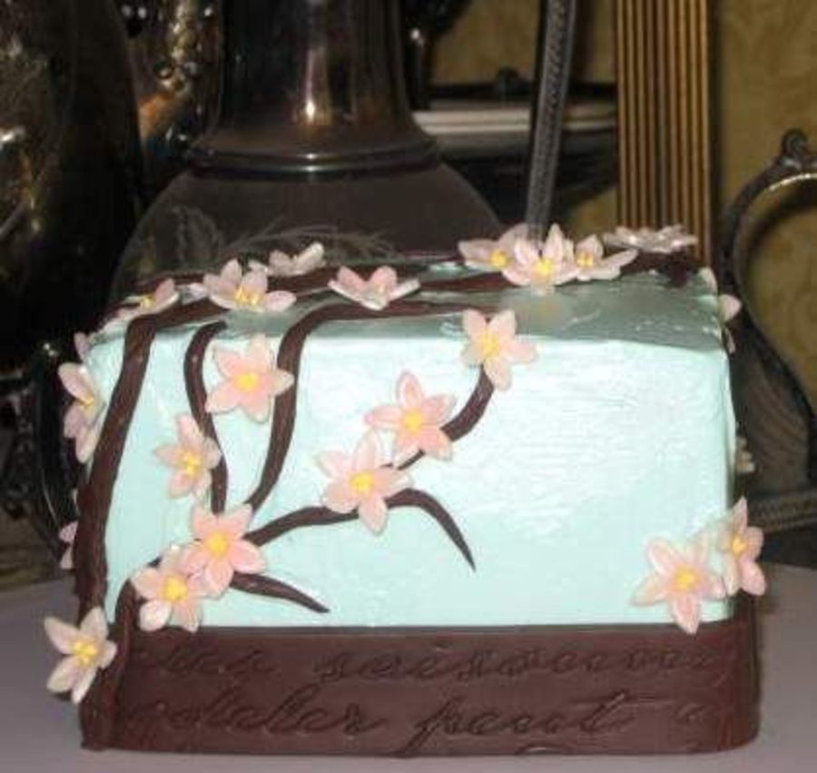 Tiffany Blue Cherry Blossom Cake - CakeCentral.com