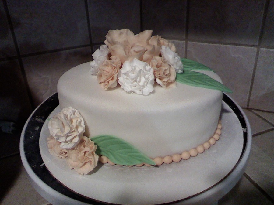Ivory Carnations Cake - CakeCentral.com