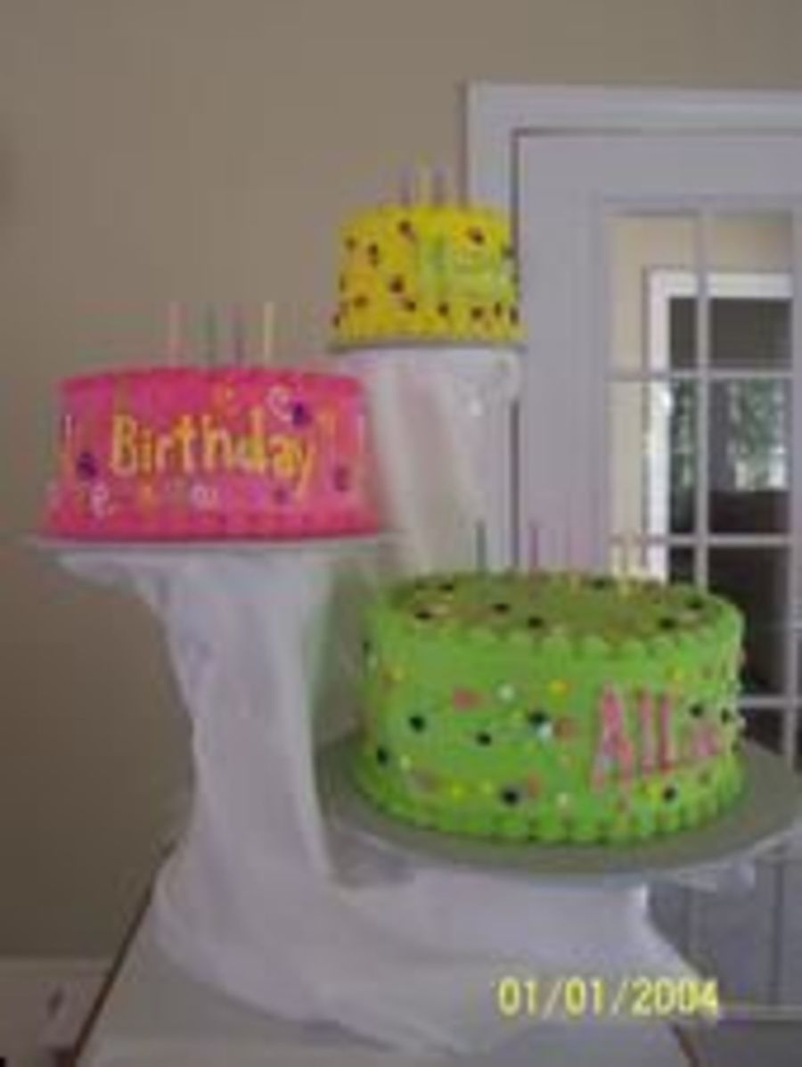 Neon Colors 3 Tier Cake - CakeCentral.com