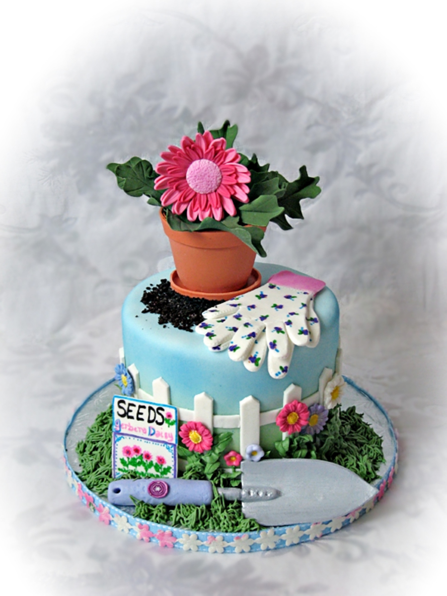 Garden Theme Gerbera Daisy Cake - CakeCentral.com