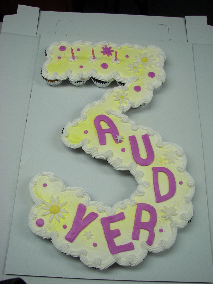 Third Birthday Cupcake Cake - CakeCentral.com