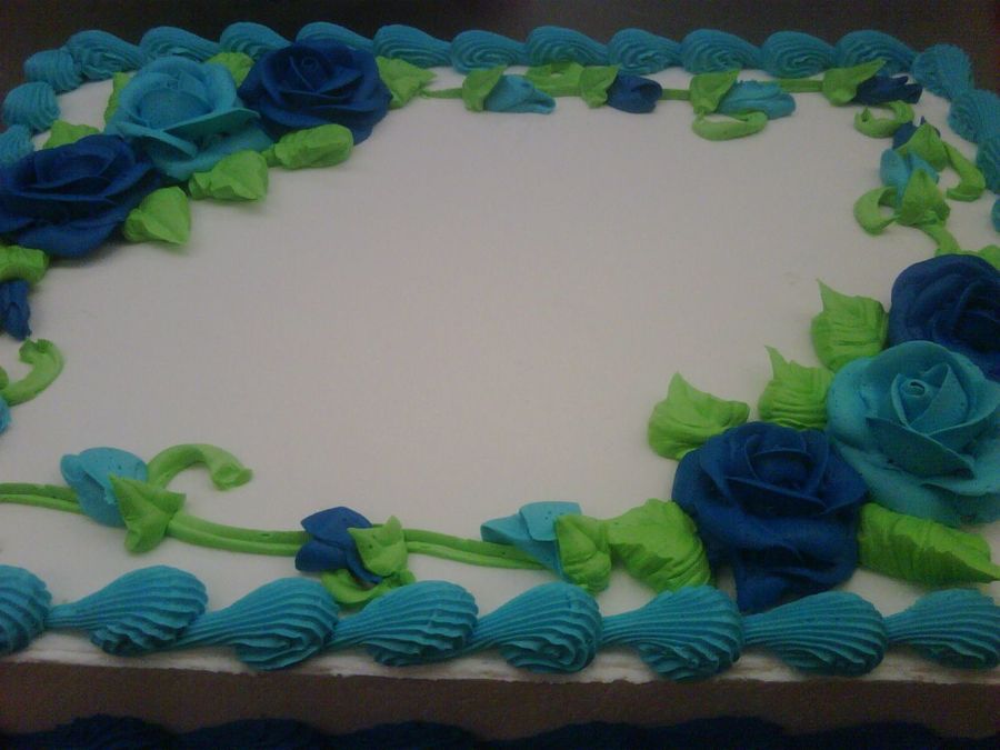 Blue And Teal Rose Sheet Cake - CakeCentral.com