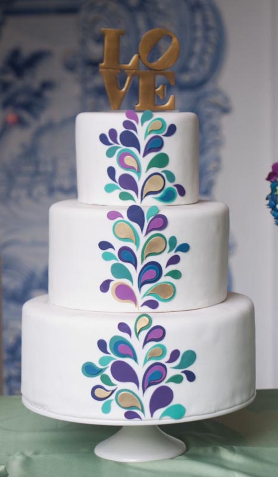 Paisley Pattern In Peacock Colors - CakeCentral.com