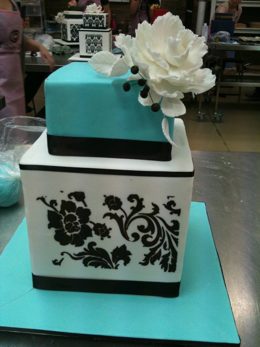 2 Tier Extended Square Wedding Cake - CakeCentral.com