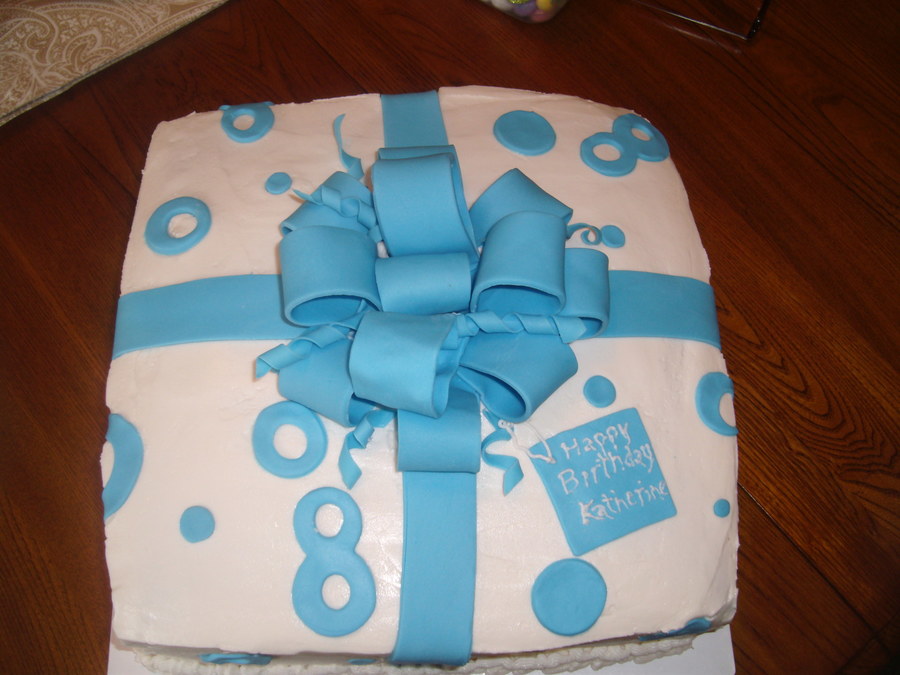 Blue And White Square Birthday Cake - CakeCentral.com