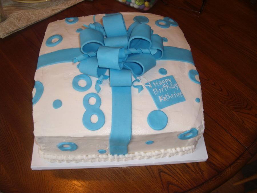 Blue And White Square Birthday Cake - CakeCentral.com