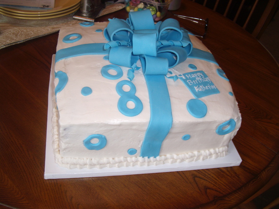 Blue And White Square Birthday Cake - CakeCentral.com