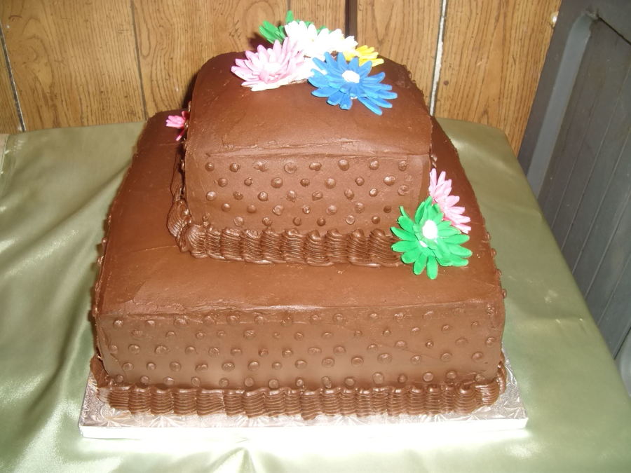 Square Two Tier Wedding Cake - CakeCentral.com