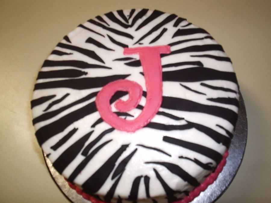 Zebra Monogram Cake - CakeCentral.com