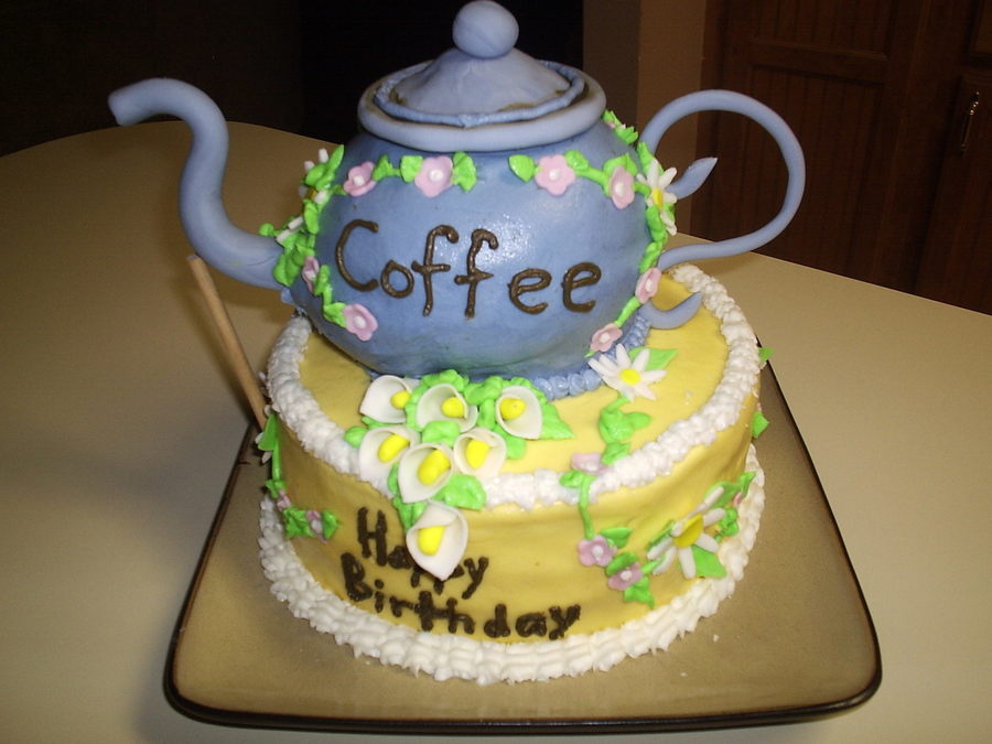 Coffee Pot Birthday Cake - CakeCentral.com