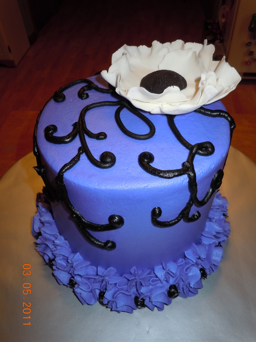Purple And Black Scrolls With Flower - CakeCentral.com
