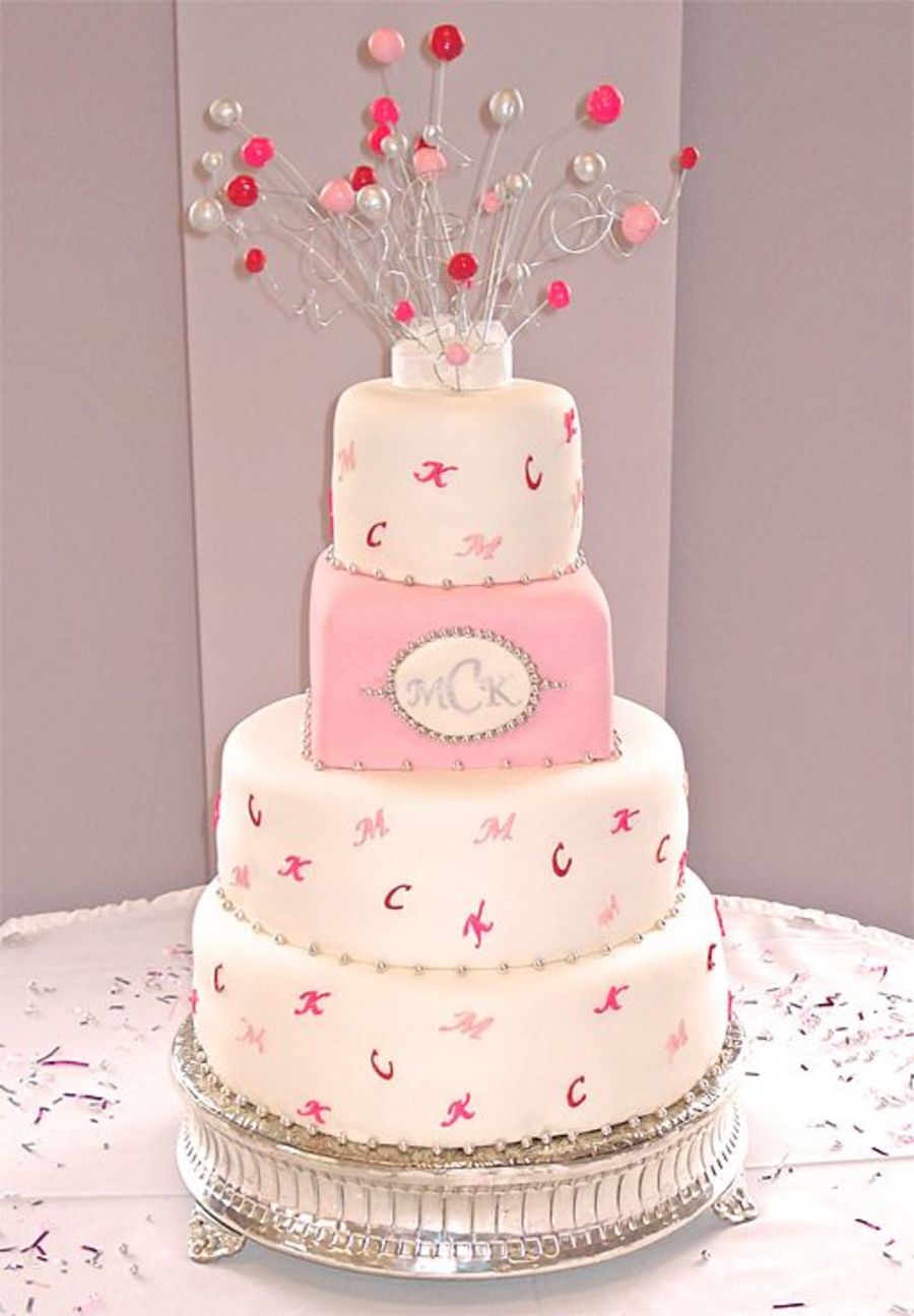 Fun Monogram Cake - CakeCentral.com