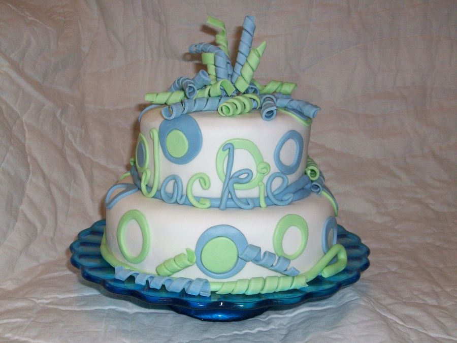 Blue And Green Birthday Cake - CakeCentral.com