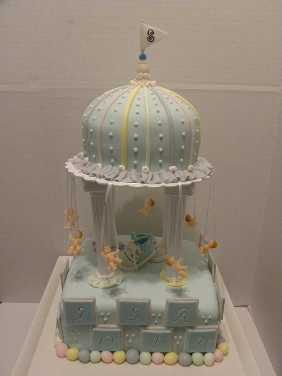 Baby Swing Carousel Baby Shower Cake - CakeCentral.com