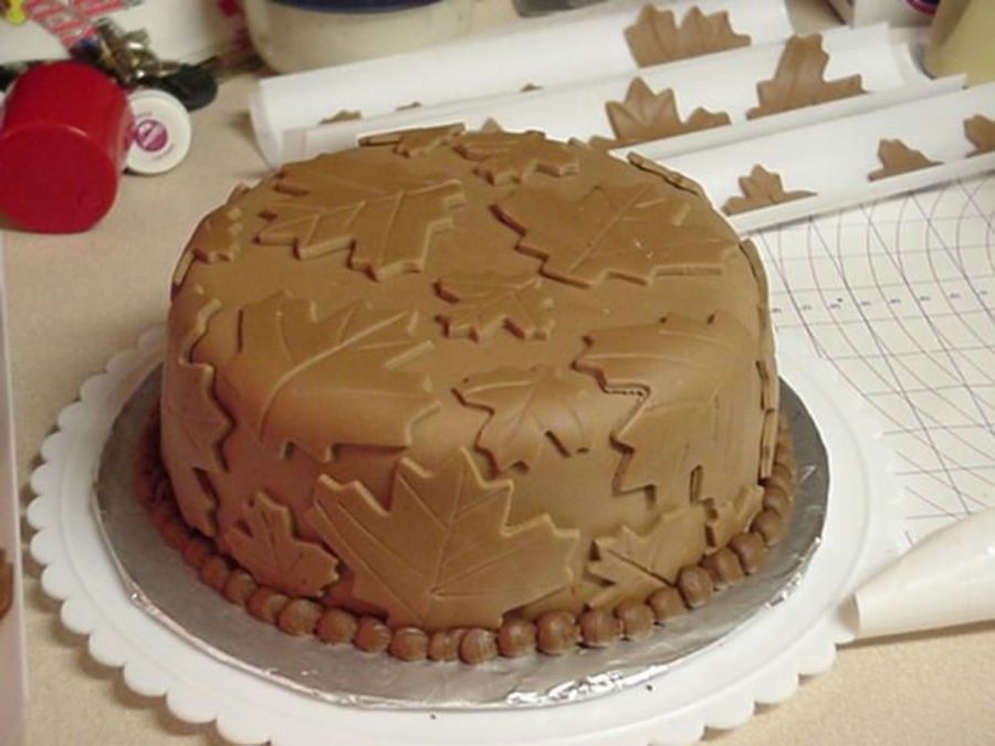 Chocolate Fondant Leaf Cake - CakeCentral.com