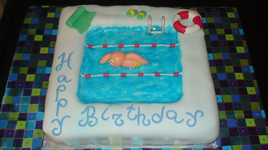 Swimming Pool Birthday Cake - CakeCentral.com