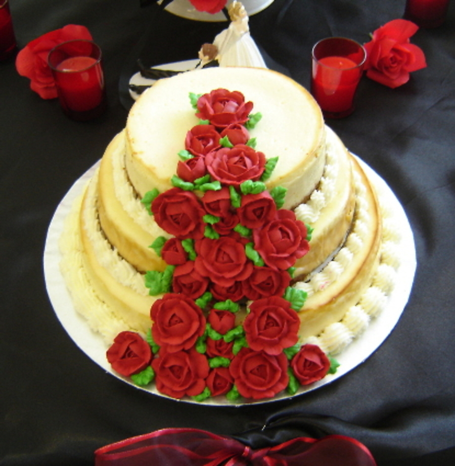 Tiered Cheesecake Cascading Roses - CakeCentral.com