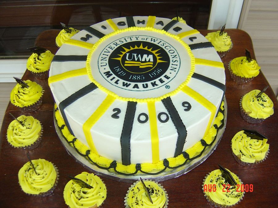 Yellow/black Graduation Cake - CakeCentral.com