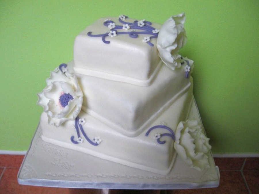 Lila Square Wedding Cake - CakeCentral.com