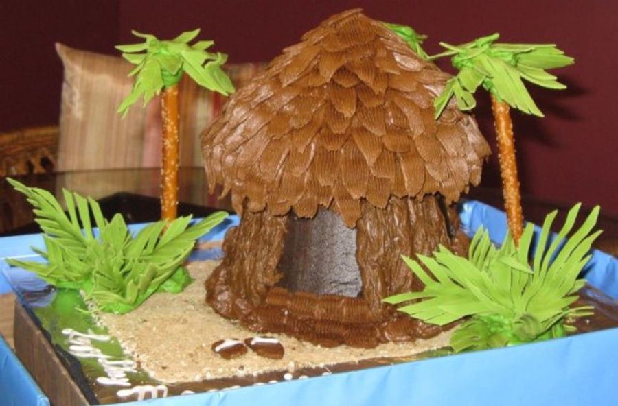 Tiki Hut Palm Tree Beach Sand Vacation Tropical - CakeCentral.com