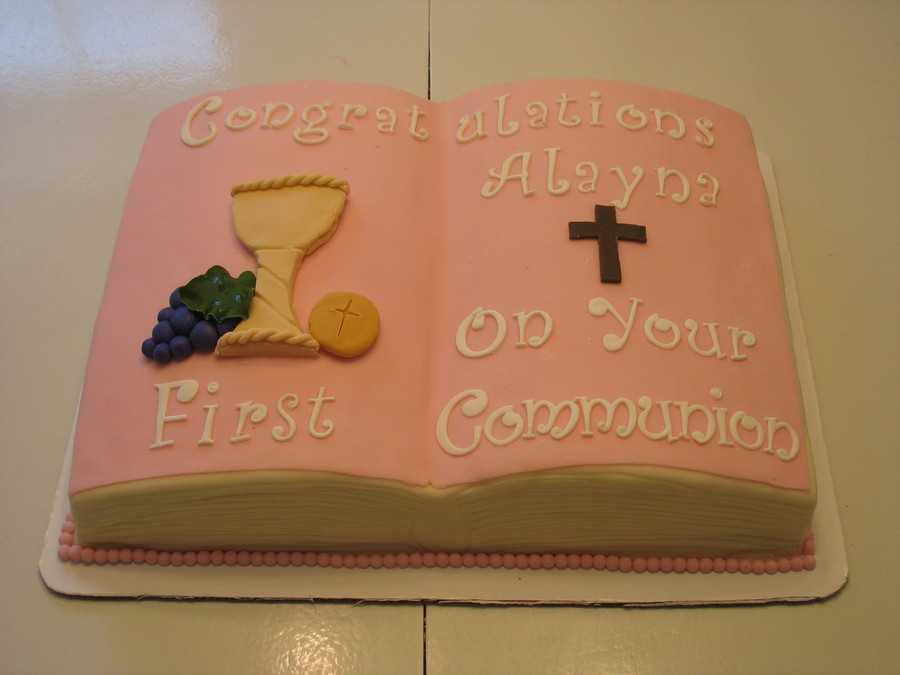 Book With Chalice First Communion Cake - CakeCentral.com